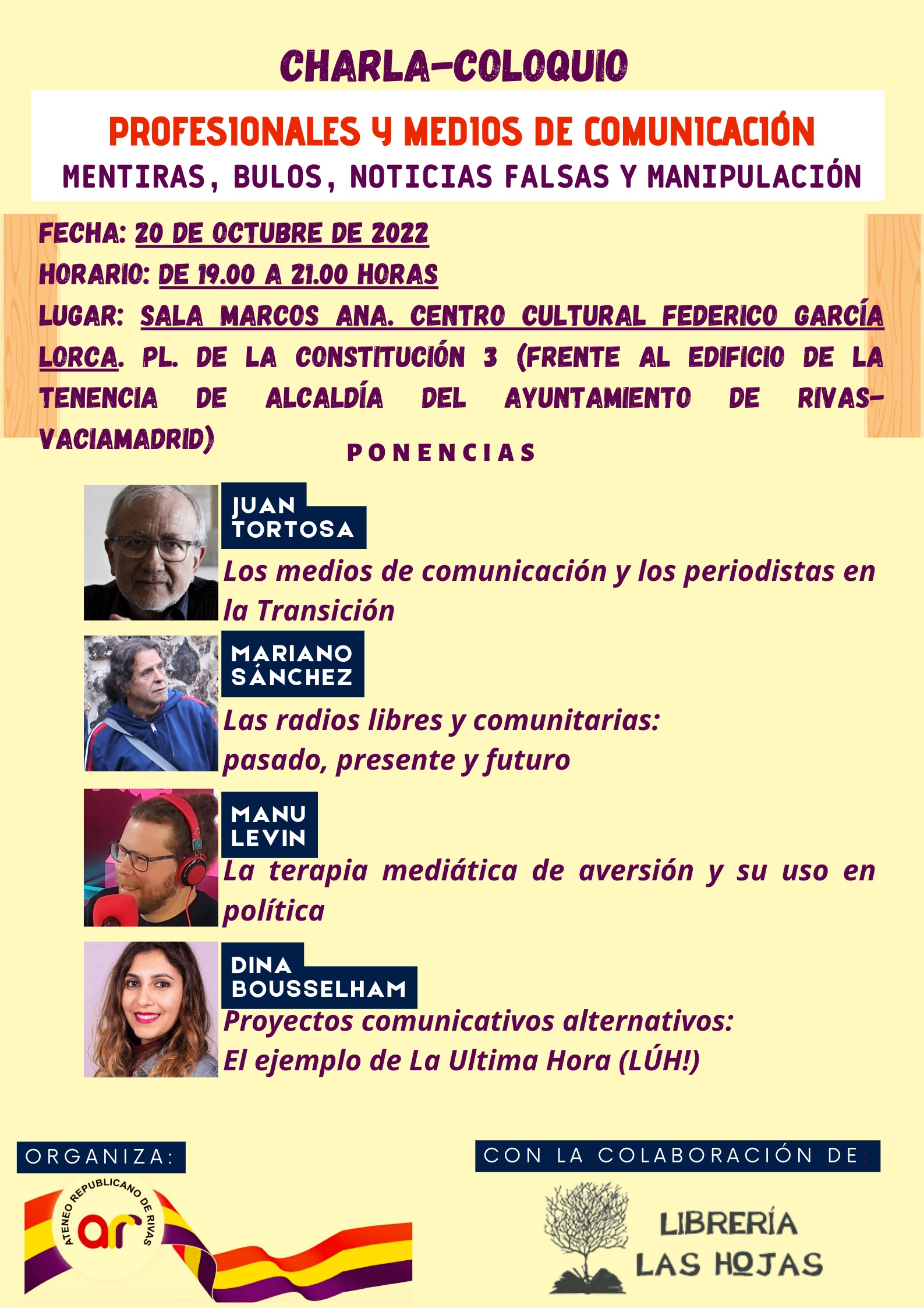 CHARLA COLOQUIO SOBRE MEDIOS DE COMUNICACIÓN – Ateneo Republicano de Rivas